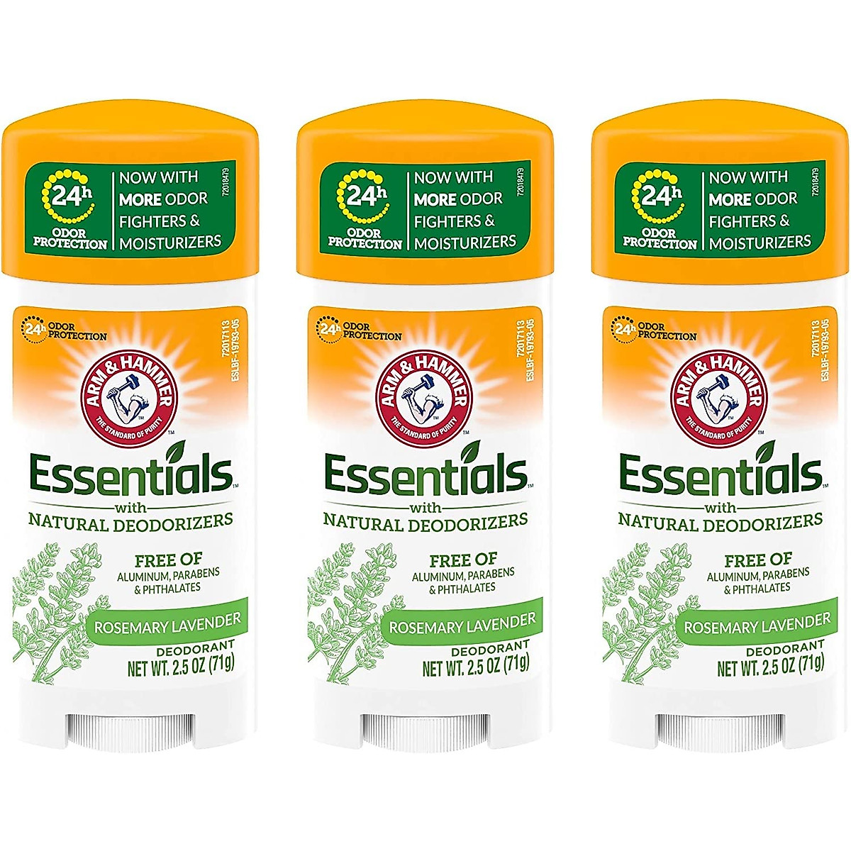 ARM & HAMMER Essentials Deodorant Fresh Rosemary Lavender 2.50 oz (Pack of 3)