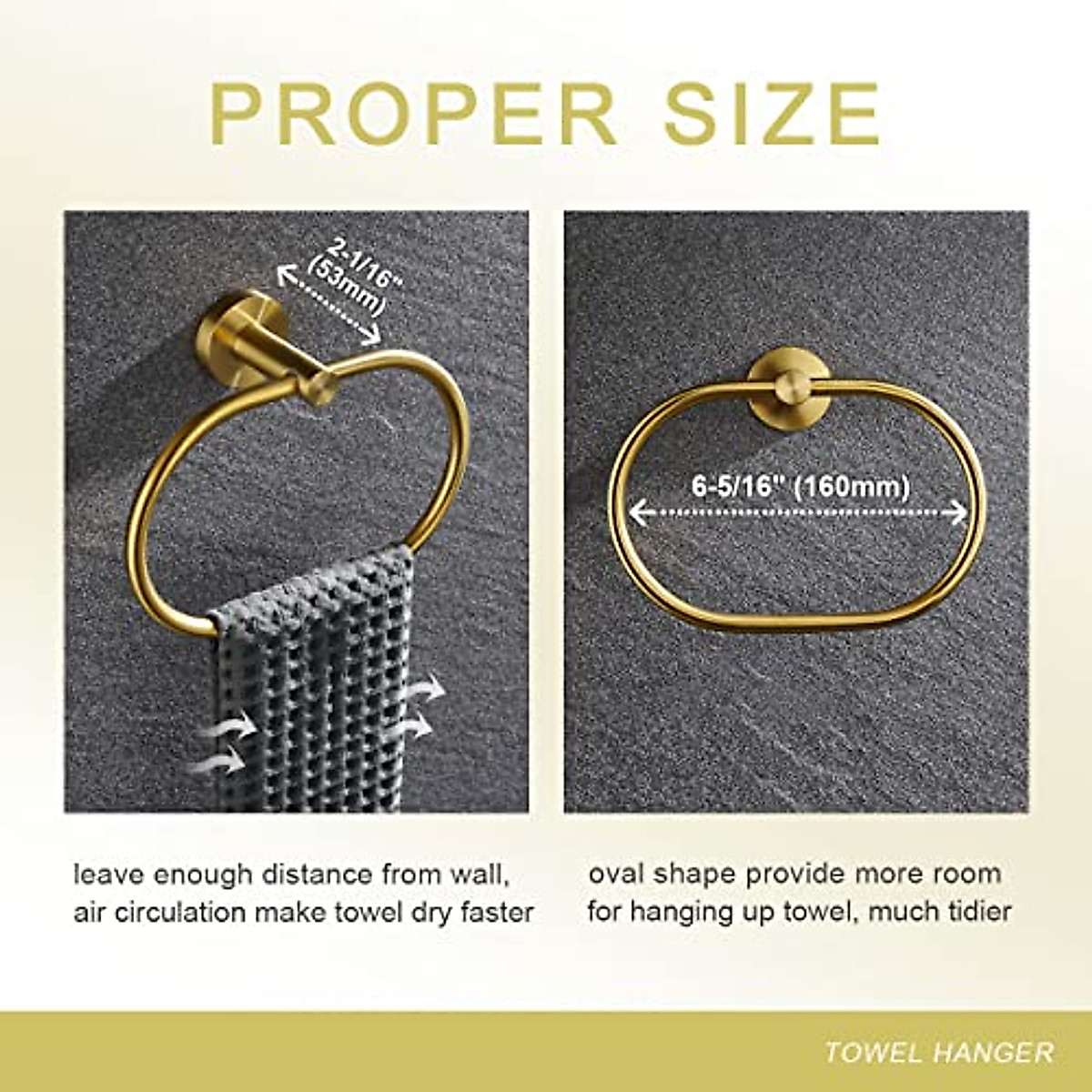 Bath Towel Ring Brushed Gold, APLusee 304 Stainless Steel Swivel Hand Towel Holder Dry Rack Near The Sink, Modern Bathroom Accessories