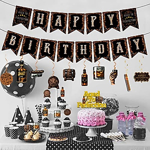 Whiskey Birthday Party Decorations Set, Aged to Perfection Birthday Party Supplies, 40Pcs Party Hanging Swirls, Beer Cake Toppers for Adult Men 30th 40th 50th 60th Cheers and Beers Party