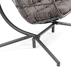 WYKDD 2-Person Hanging Swing Chair with Stand, Hanging Egg Chair, Wicker Rattan Hanging Chair with Cushion for Indoor Outdoor Garden