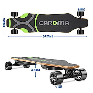 Caroma 900W Electric Skateboards with Remote, 28 MPH Top Speed E Skateboard, 16 Miles Range, 330 lbs Max Load, 12 Months Warranty, Electric Longboard for Adults Teens