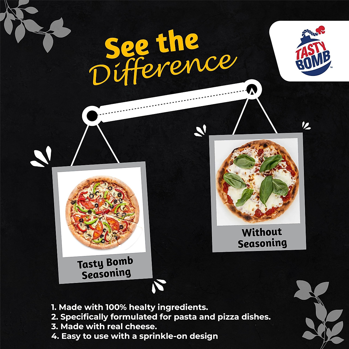 Tasty Bomb Popcorn Seasoning Set - Zesty Popcorn Seasoning Powder Variety Pack of 4 - Hot & Spicy Popcorn Flavoring with Asiago Pepper, Spicy Chipotle, Cheesy Jalapeno & Ranch Popcorn Seasoning Powder