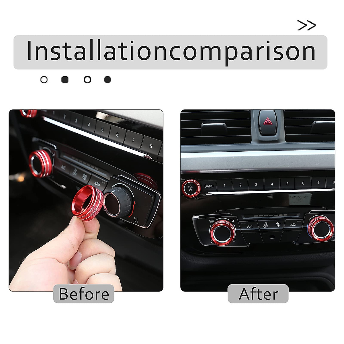 3 Pcs Car Aluminum Alloy Rear View Mirror Adjustment and Volume Knob Cover Trim Compatible with Toyota Supra GR A90 A91 MK5 2018 2019 2020 2021 2022 2023 2024 BMW Series 1 2017 2018 2019 2020 (Red)