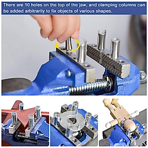 Bench Vise with Clamp Post Universal 3 Inch Bench Clamps 360° Swivel Base Home Vise for Holding Irregular Objects Table Vice with Longer Clamping Distance for Woodworking, Drilling, etc.