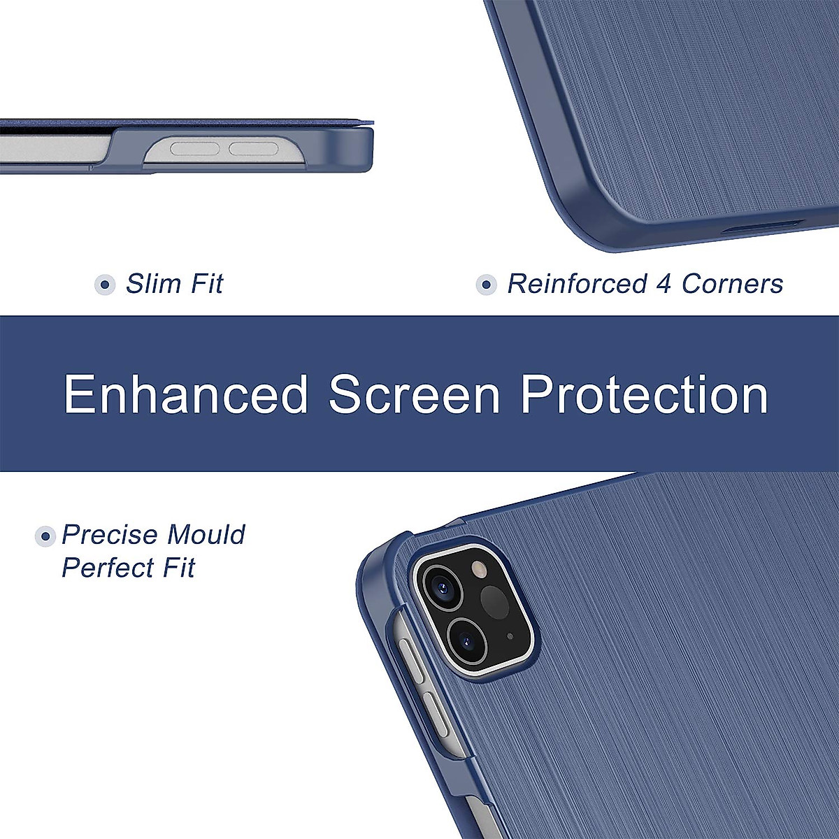 Soke for iPad Air 13 Inch Case (M2) 2024,iPad Pro 12.9 Case 2022 2021(6th 5th Generation) - [Slim Trifold Stand + Auto Wake/Sleep],Protective Hard PC Back Cover for iPad Air 13 inch (Navy)