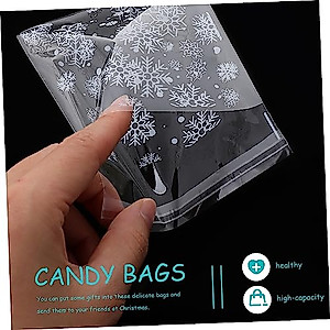 Abaodam 400 Pcs Snowflake Self-adhesive Bag Christmas Pouches Biscuit Storage Pouch Cellophane Treat Bags Cookie Packaging Bags Holding Bag Clear Wrapping Bags Baking Bag Opp Candy