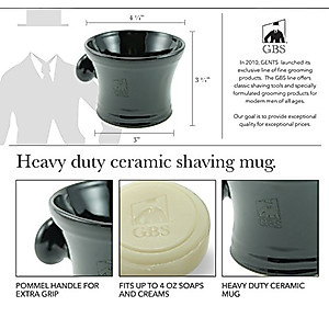G.B.S 9 Pc Shaving Set - Non Slip DE Safety Razor Shaving Brush Stand 5 oz Sandalwood Aftershave, Mug with G.B.S Natural Soap +15 Blades Adjustable Convenient