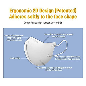 CHARMZONE KF94 Protective Disposable Mask 50 pieces White/Black/Grey Large Individually Packed Made in Korea (White, Large)