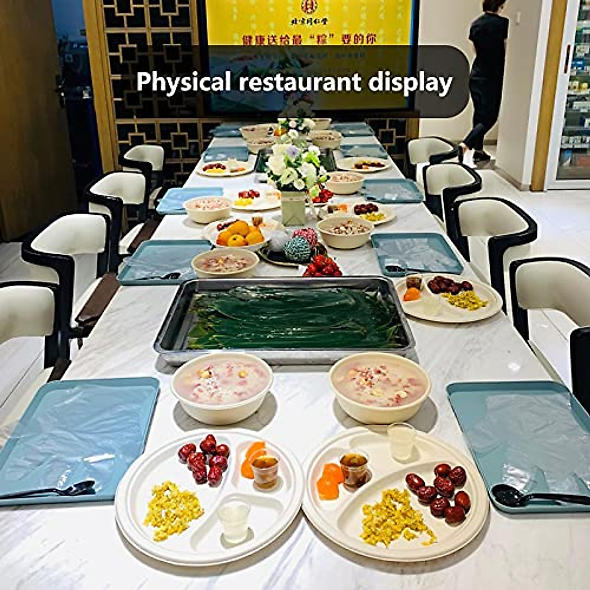 LtyTz 3 Pack 8 x 12 Inch Plastic Tray Blue - Restaurant Grade Non-Slip Tray Excellent for Weddings, Buffets, Birthday, Coffee Table, Kitchen & More