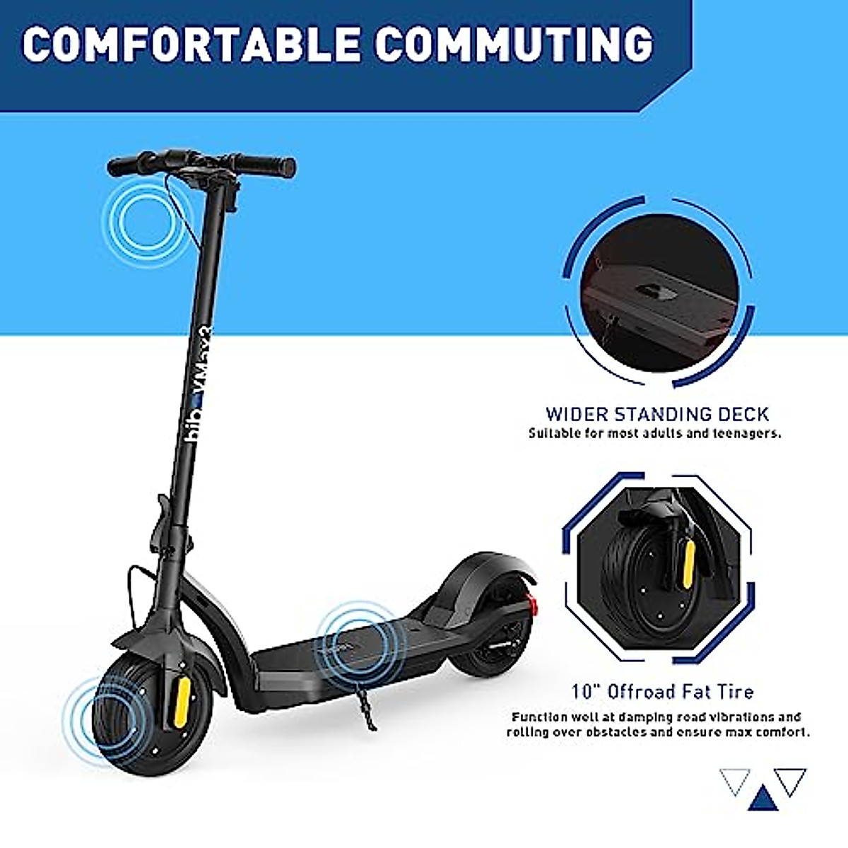 Hiboy MAX3 Electric Scooter, 350W Motor 10" Pneumatic Off Road Tires Up to 17 Miles & 18.6 MPH, Adult Electric Scooter for Commute and Travel