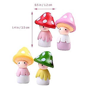 BESPORTBLE Fairy Garden Mushrooms Doll, 4Pcs 1. 4Inch Miniature Mushroom Figurines- Mini Mushroom Miniature Figurines for Micro Landscape/ Bonsai Craft