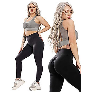 SEASUM Womens Scrunch Butt Yoga Legging - High Waist Workout Gym Ruched Pants Booty High Rise Push Up Tights S