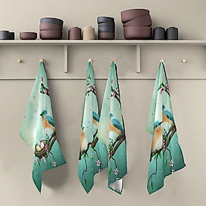 SLHKPNS Easter Colorful Eggs Kitchen Dish Towel Set of 4,Spring Bird Flower 18x28in Absorbent Dishcloth Reusable Cleaning Cloths for Household Use, 18 in x28 in