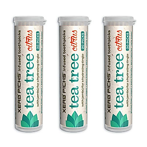 Xero Picks Tea Tree - Infused Flavored Toothpicks For Long Lasting Fresh Breath & Dry Mouth Prevention - 60 Picks - 3 Pack - Citrus