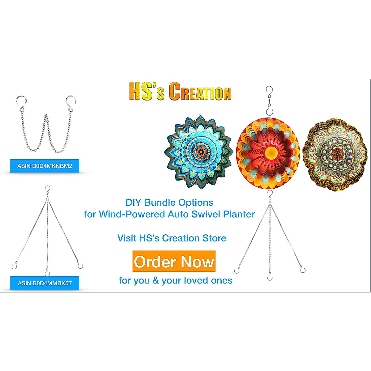 HS's Creation 6 Pack Dual Swivel S Hooks for Indoor Outdoor Organization Spinning Hanger Wind Chimes Spinner Prism Windsocks Hanging Plant Hanging Crystal Ornaments Rainbow Maker Pendant Etc.