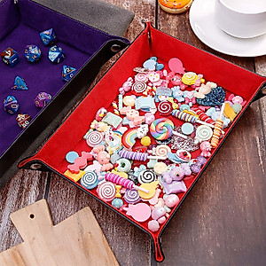 LYYXLL - 3 Pack Dice Tray for Rolling RPG DND Table Games Rectangle Folding PU Leather Tray Candy Holder Storage Box