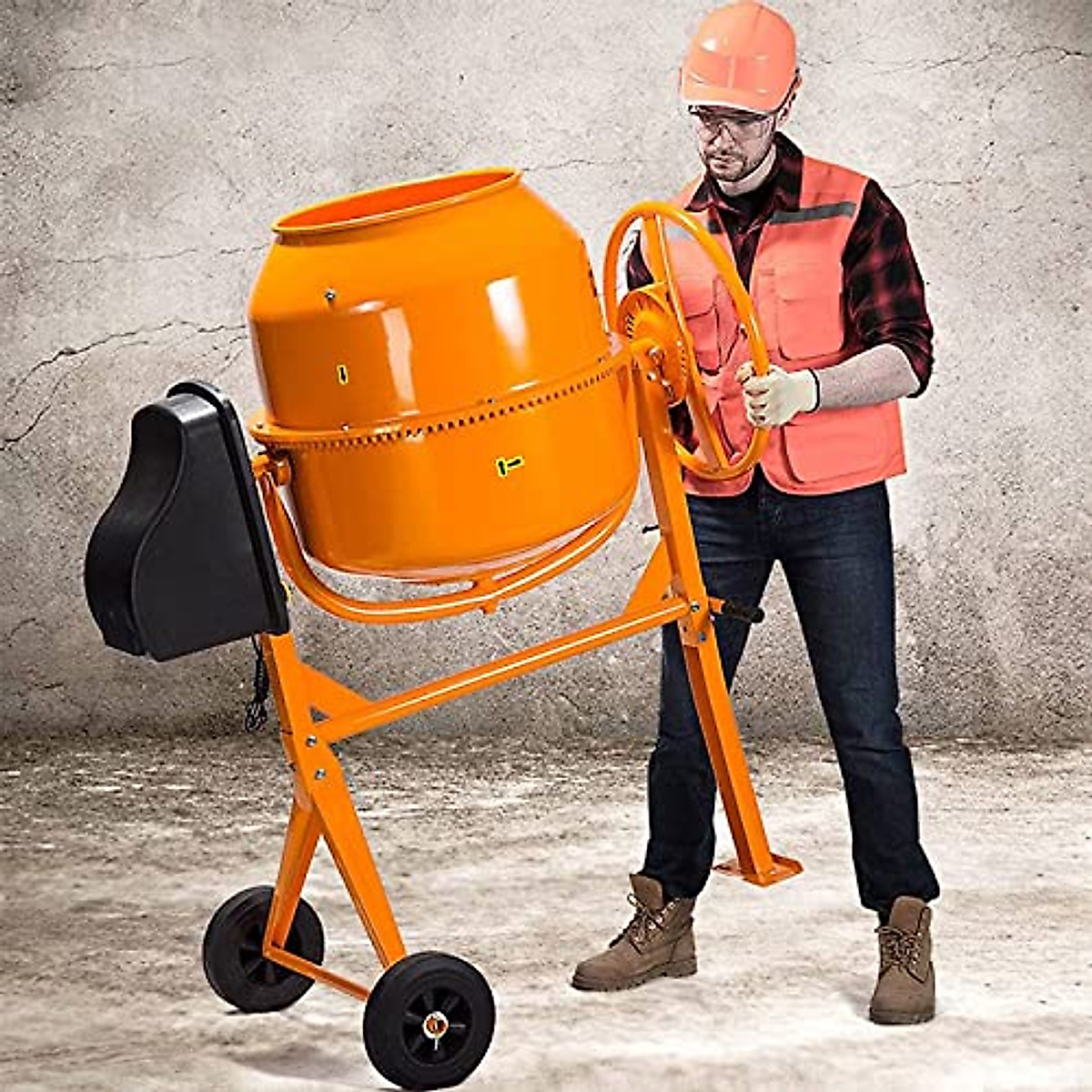 GIVIMO 4.2 CU FT Electric Cement Mixer Electric Concrete Mixer 1/2 HP 120 L Construction Mortar Stone Cement Mixing Machine 30RPM