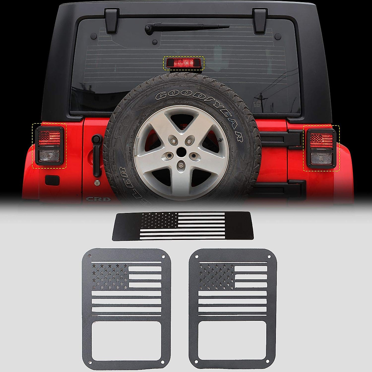 RT-TCZ Tail Light Guards Covers Brake Light Cover For Rear Taillights 2007-2017 Jeep Wrangler JK Unlimited Accessories (US Flag-1)