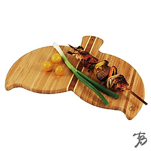 Totally Bamboo Whale Tail Shaped Bamboo Serving and Cutting Board, 14-1/2" x 10-1/2"