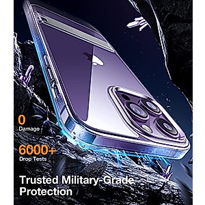 TORRAS for iPhone 14 Pro Max Case Clear with Stand [10FT Military Grade Shockproof] [3-Way Built-in Kickstand] Anti-Yellowing & Protective iPhone 14 Pro Max Phone Case, Diamond Clear