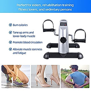 Under Desk Bike Pedal Exerciser, Mini Exercise Bike Portable Peddler Sitting for Seniors with LCD Display Sportneer Foot Cycle Arm & Leg Bike Pedals Exerciser with Anti-Skid Mat for Home Office