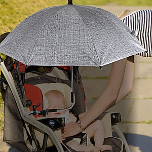 TOYANDONA Stroller Sun Cover Umbrella Clip On Sun Shade Blackout Blind UV Rain Protection Umbrella for Strollers Bicycle Baby Carriage Cart Grey