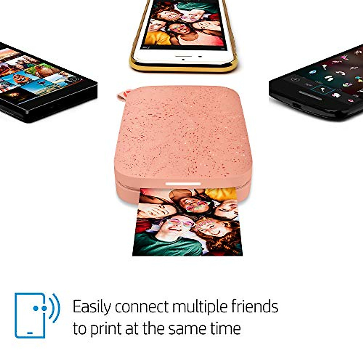 HP Sprocket Portable 2x3" Instant Color Photo Printer (Blush) Print Pictures on Zink Sticky-Backed Paper from your iOS & Android Device.