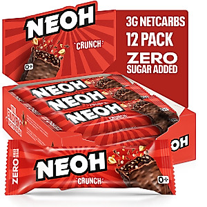 NEOH Chocolate Bars - Keto Chocolate Dipped Candy Bar, Gluten-Free Low-Calorie, Low-Carb, Plant-Based, High-Fiber Snacks, No Added Sugar, 1 Ounce Individually Wrapped Bars, 12 Pack