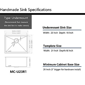 23 Undermount Kitchen Sink - Mocoloo 23x18 Inch Undermount Sink Stainless Steel 16 Gauge Single Bowl Bar Prep Deep Sinks