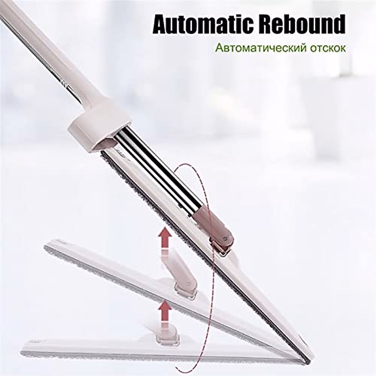 BinOxy Mop/Flat Floor Mop Hand-Washing Squeeze Mop Automatic Leveling Mop Automatic Rotation Floor Cleaner with Microfiber Pad Cleaning Tool Floor Cleaning System (Color : White Within 4 Pads)