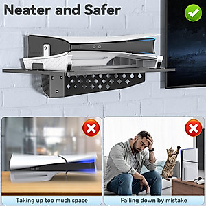 Kosker PS5 Slim Wall Mount Kit Horizontal, PS5 Shelf Wall Mount Horizontal for PlayStation 5 Slim Disc & Digital, PS5 Accessories Base Stand, Upgraded Floating PS5 Wall Mount with Screw Fixing