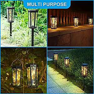 Yeceny Solar Landscape Lights Outdoor with Hangers-IP44 Waterproof 50 LEDs Solar Pathway Light-2 Modes Auto On/Off Solar Powered Fairy Light Garden for Yard Fence Patio Walkway Decor