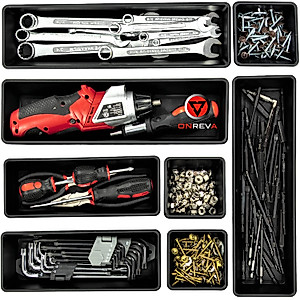 ONREVA Tool Box Organizer Tray Divider Set, Extra Large Toolbox Trays, Tool Box Organizers and Storage Kit, Rolling Tool Chest Drawer Bins, Hardware Screwdrivers Pliers Organization, 6pcs