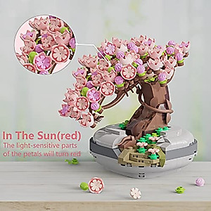 EasyAgo Mini Bricks Cherry Blossom Tree Building Sets, Sakura Bonsai DIY Simulation Plant Series Creative Toys,Birthday Gift for Adults Women Teens Kids 6+ Years Old(Not Compatible with Lego Blocks)