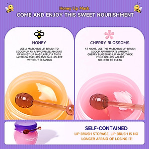 Sakura & Honey Lip Mask with Stick, Day & Night Repair Deep Moisture and Fade Lip Lines, Rich in Vitamin E & Cherry Blossom Extract Beeswax Essence Natural Lip Enhancer Care Sleeping Lip Mask