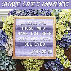 Felt Letter Board, 10x10in Changeable Letter Board with Letters White 300 Piece - Felt Message Board, Oak Frame Wooden Letter Board for Baby Announcements, Milestones, Office Decor & More (Lavender)