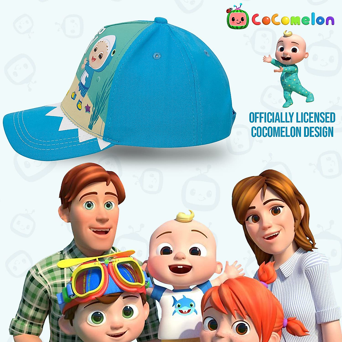Cocomelon Toddler Hat, Cotton Baseball Hat with Cocomelon Designs, Adjustable & Lightweight Baseball Cap for Toddlers