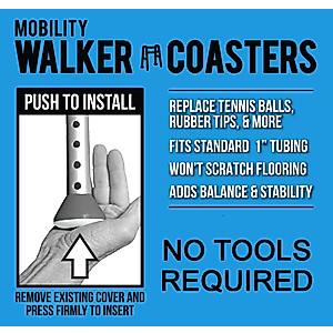 Walker Coasters, Medical Accessories, Storm Gray, 2 Count