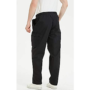 VOGRYE Men's Scrubs Pant Cargo Scrubs Pant with Poctets (M, Black)
