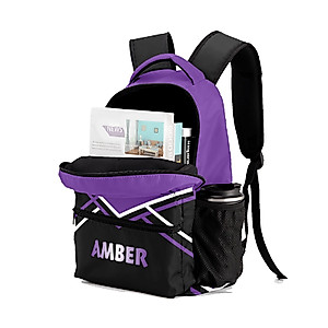 SunFancyCustom Personalized Cheer Cheerleaders Star Purple Backpack Causual Shoulder Bags for Women Men Gift