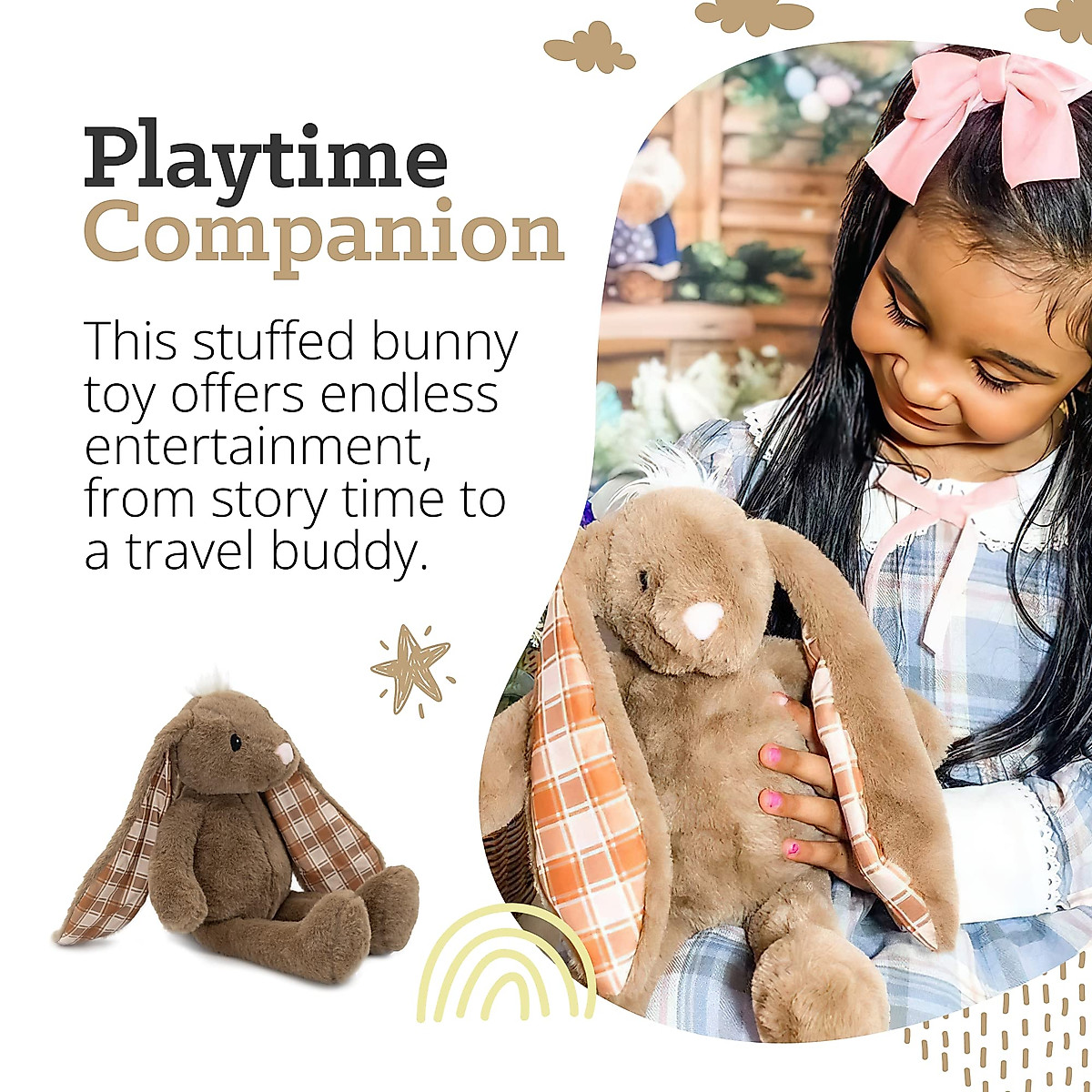 Plushible Easter Bunny Plush, Cuddly, Soft, Embroidered Stuffed Animal Toy for Newborns, Kids, Boys, & Girls, 14 Inch