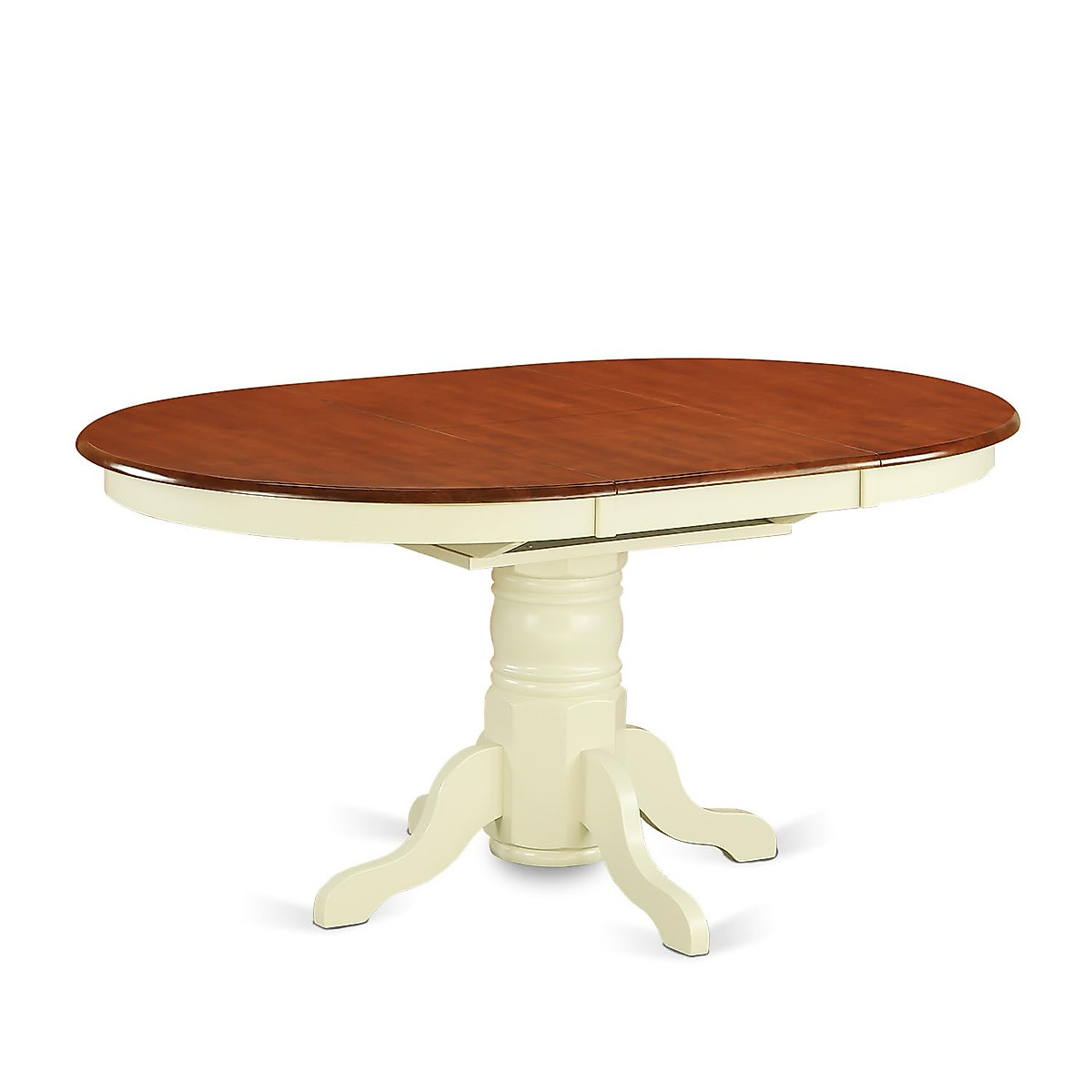 HomeStock African Artistry Kitchen Dining Table - an Oval Wooden Table Top with Butterfly Leaf & Pedestal Base, 42x60 Inch, Modern Oval Dining Table Buttermilk and Cherry