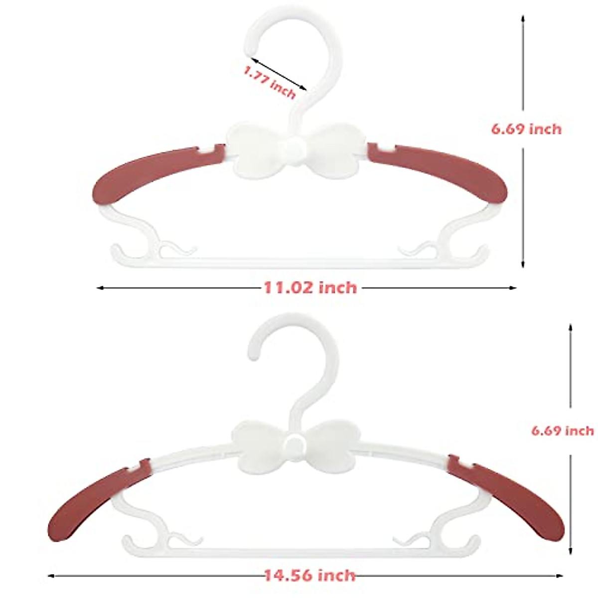 Baby Hangers for Nursery, 20 Pack Kids Hangers with 6 Clothing Dividers, Baby Clothes Hangers, Non-Slip Stackable Plastic Infant Pant Newborn Children Coat Hanger for Girls Toddler Child Pink