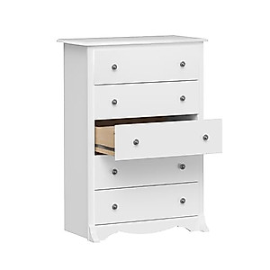Prepac Sonoma Superior 5-Drawer Chest for Bedroom - Spacious and Stylish Chest of Drawers, Measuring 17.75"D x 31.5"W x 44.75"H, In White Finish