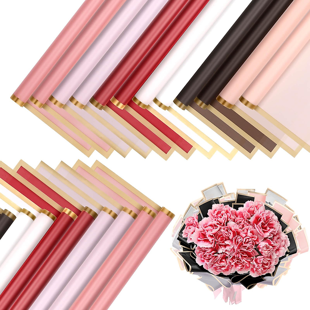 Tetutor Waterproof Flower Wrapping Paper,30 Sheets Bouquet Wrapping Paper, Floral Wrapping Paper for Bouquets, Flower Wrapping Paper Bouquet for Florist Wrap Wedding Birthday