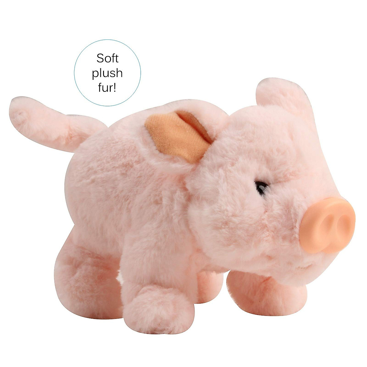 Vokodo Playful Piggy Walks Makes Sounds Wiggles Nose and Wags Tail Interactive Pig Kids Soft Cuddly Electronic Pet Battery Operated Animal Toys Great Gift for Preschool Children Boys Girls Toddlers