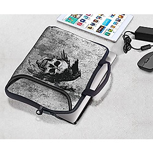 WIRESTER 15 inch Laptop Tablet Sleeve Shoulder Bag Carrying Case with Adjustable Strap Compatible with Asus Dell Lenovo HP Sony Acer - Gray Skull Raven