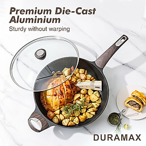 SENSARTE Nonstick Frying Pan Skillet with Lid, 12 Inch Large Deep Frying Pan, 5 Qt Non Stick Saute Pan with Cover, Induction Pan, Healthy Non Toxic Cooking Pan with Helper Handle, PFOA PFOS Free