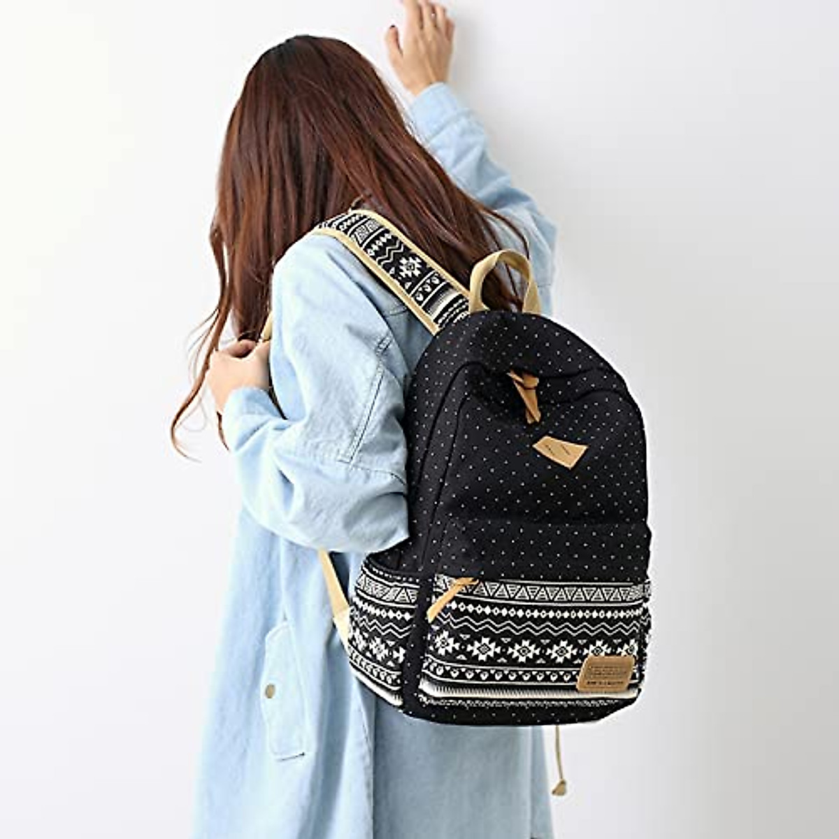 Joyfulife School Backpack for Girls Backpack with Lunch Box Lightweight Canvas Backpack Bookbags Set