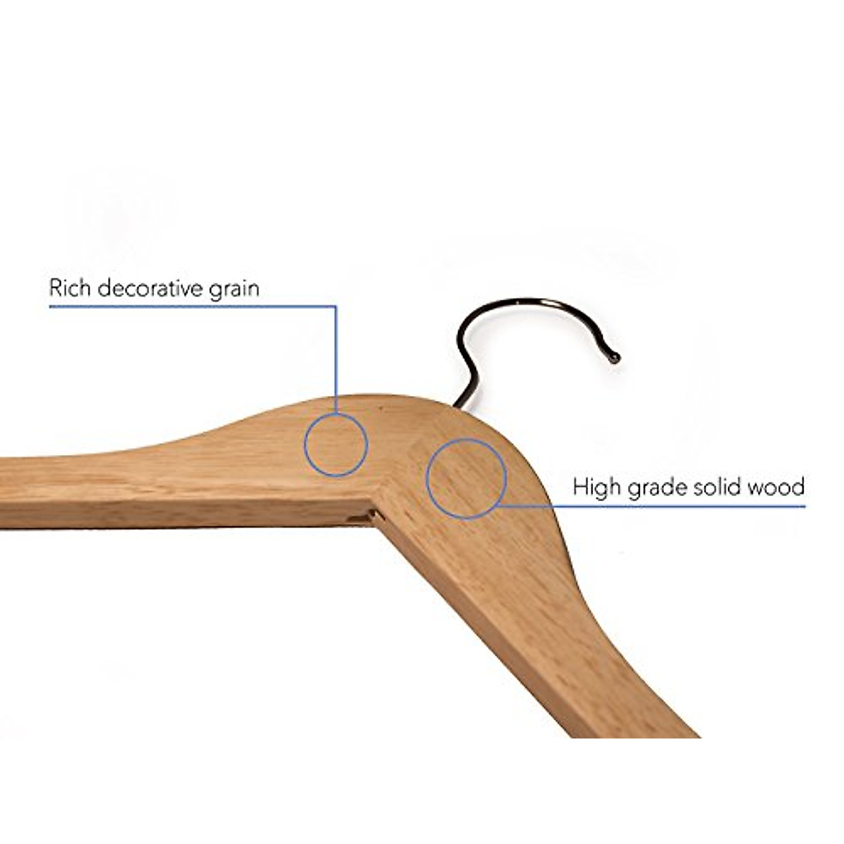 Topline Classic Wood Shirt Hangers - Natural Finish (10-Pack)